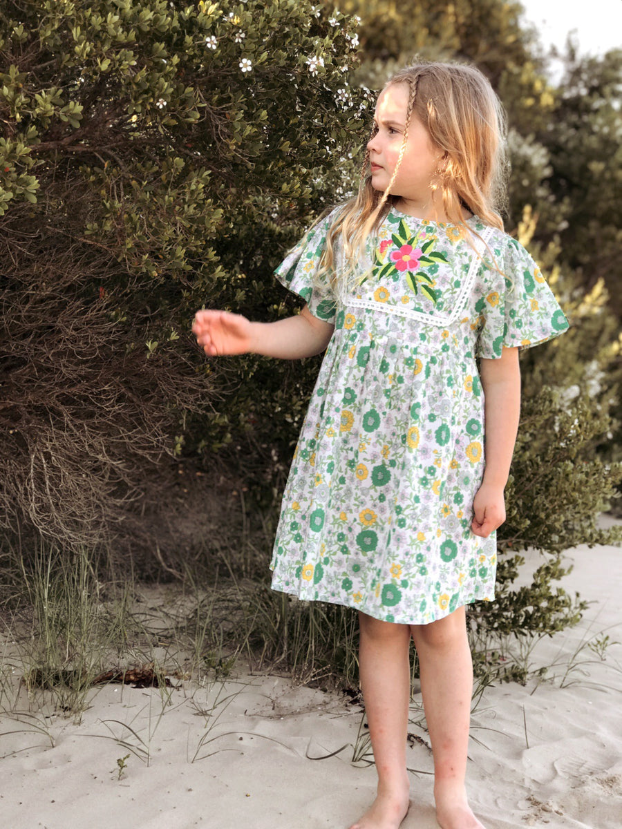 Venus Dress Spring Dahlia with Embroidery and Lace– Coco and Ginger